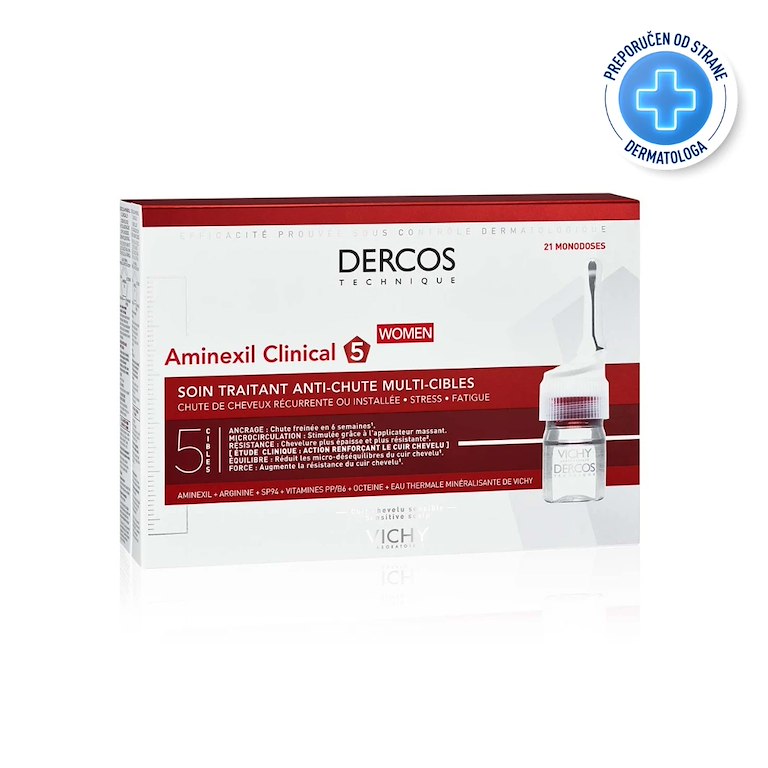 VICHY DERCOS Aminexil Ampule Protv Opadanja Kose za Žene 21x6 mL