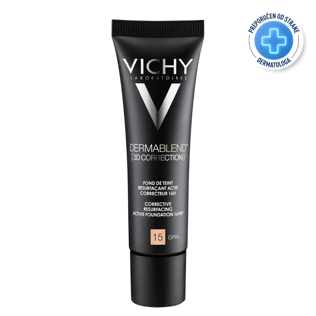 VICHY DERMABLEND 3D CORRECTION SPF 25 Korektivni Puder za Masnu Kožu Sklonu Aknama s Visokim Stepenom Prekrivanja, 30 mL 15 Opal