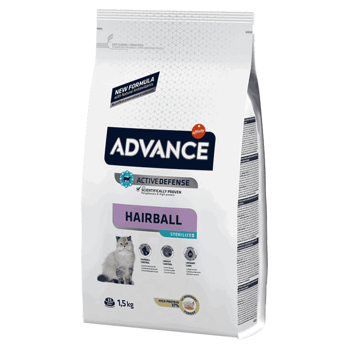 Advance Hrana za mačke Hairball Ćuretina i Pirinač, 1.5 kg