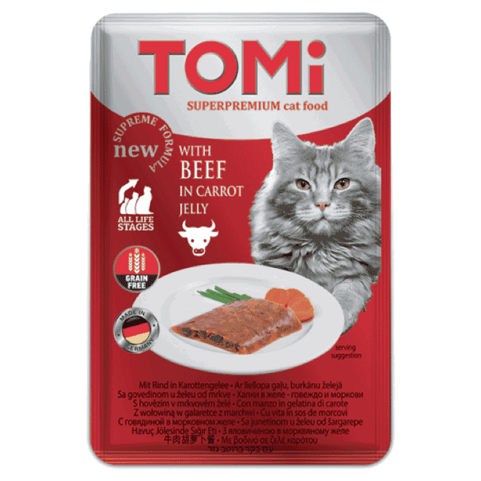 Tomi Komadići mesa u želeu za mačke, 100 g