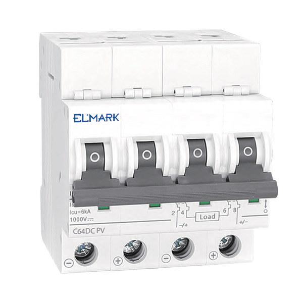 MCB DC64 6A 4P 6KA 1000V CURVE C FOR PV SYSTEMS