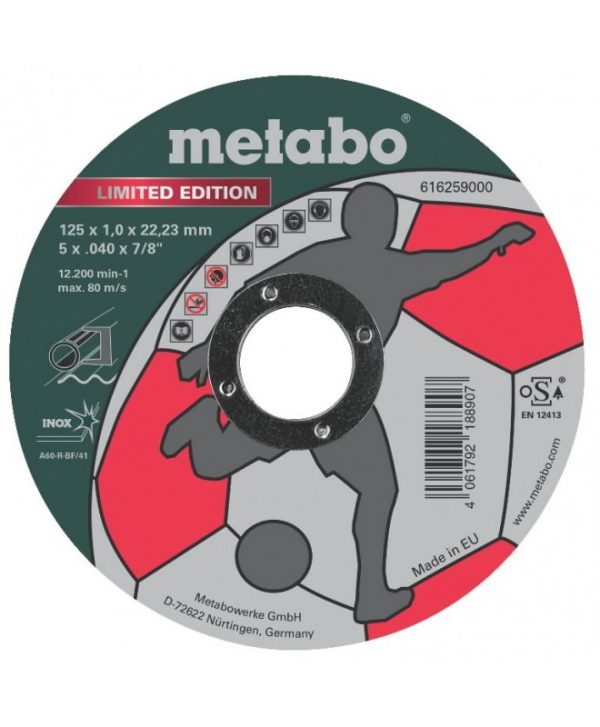 METABO® REZNA PLOCA LIMITED SOCCER 125×1.0x22.23 mm INOX
