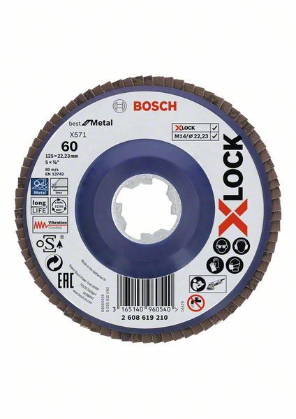 BOSCH® X-LOCK lamelne ploče, ravna verzija, plastična ploča, Ø125 mm, G 60, X571, Best for Metal