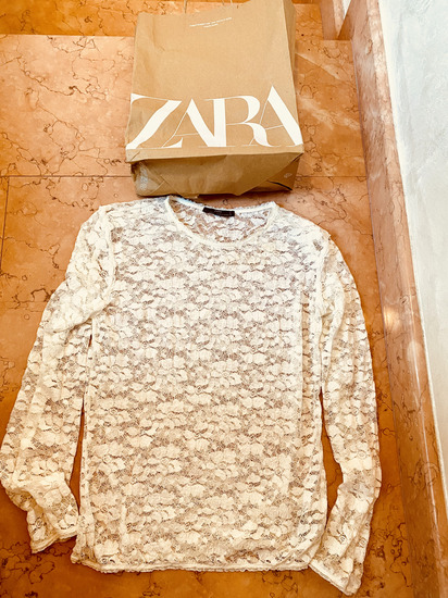 Nova bela Zara čipkana majica size M