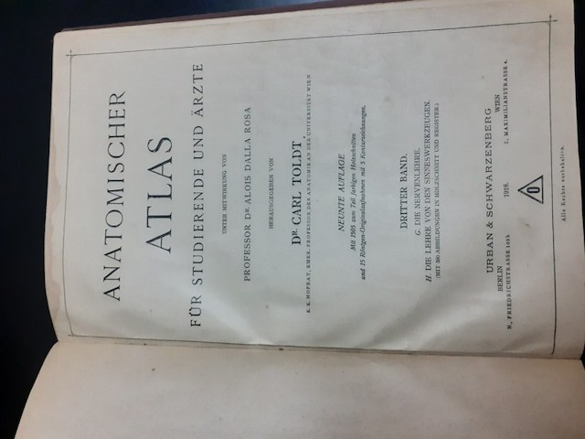 Carl Toldt, Anatomischer Atlas, iz 1918!