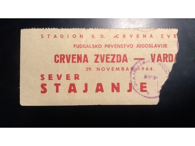 FUDBAL: CRVENA ZVEZDA - VARDAR 29.11.1964