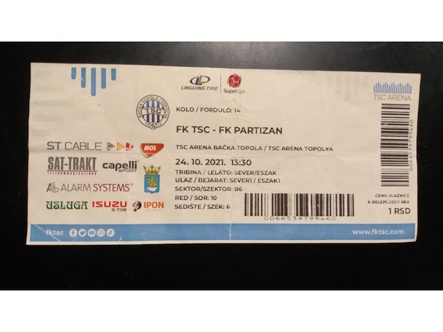 FUDBAL: TSC - PARTIZAN 24.10.2021