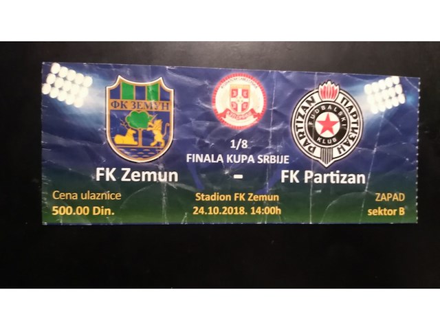 FUDBAL: ZEMUN - PARTIZAN 24.10.2018