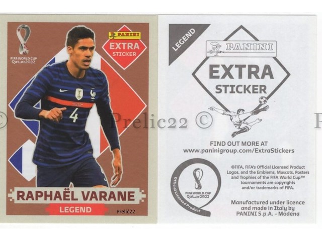 Qatar 2022 - Extra stickers Legend Raphael Varane - BRO