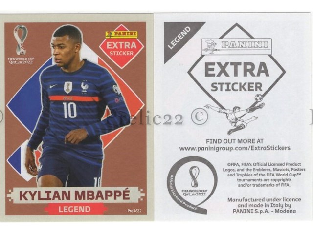 Qatar 2022 - Extra stickers Legend Kylian Mbappe - BRON