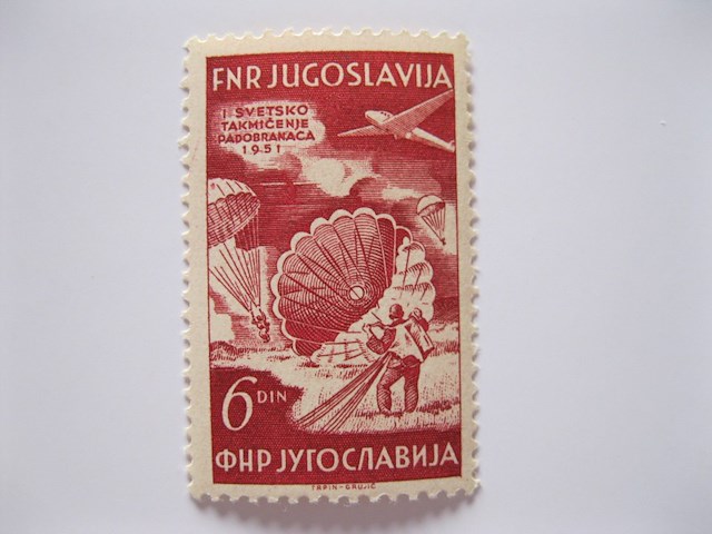 FNRJ 1951., Bled, Svetsko takmičenje padobranaca, 6 din