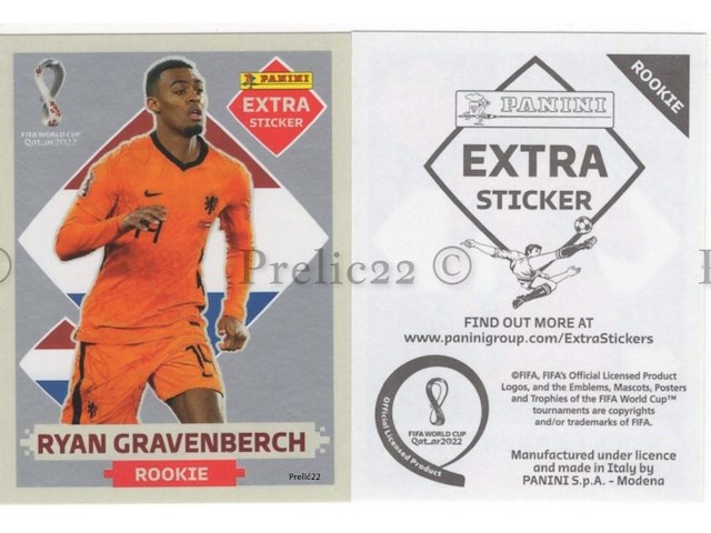 Qatar 2022 - Extra stickers ROOKIE Ryan Gravenbech - SI