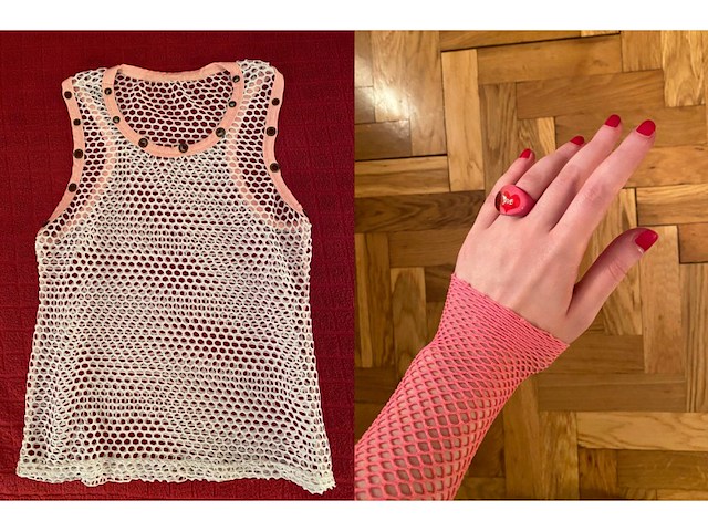 Roze Mrežasta Majica + Rukavice I Prsten