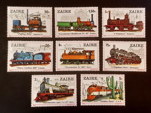 Zair (DR Congo) 1980. Lokomotive želez ** Kompl. serija