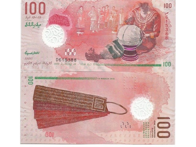 Maldives Maldivi 100 rufiyaa 2018. UNC polimer