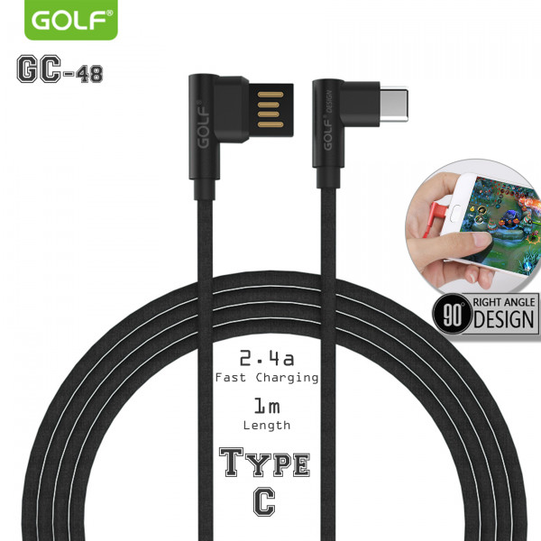 USB kabl tip C 1m 90° GOLF GC-48T crni