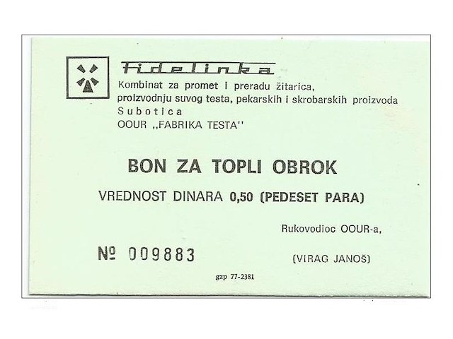 Bon za topli obrok