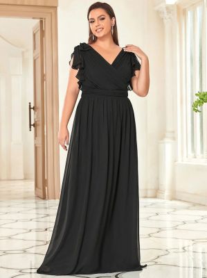 Duga crna haljina na V izrez 7709bk