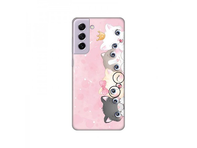 Maskica Silikonska Print Skin za Samsung G990 Galaxy S21 FE Pink Cats