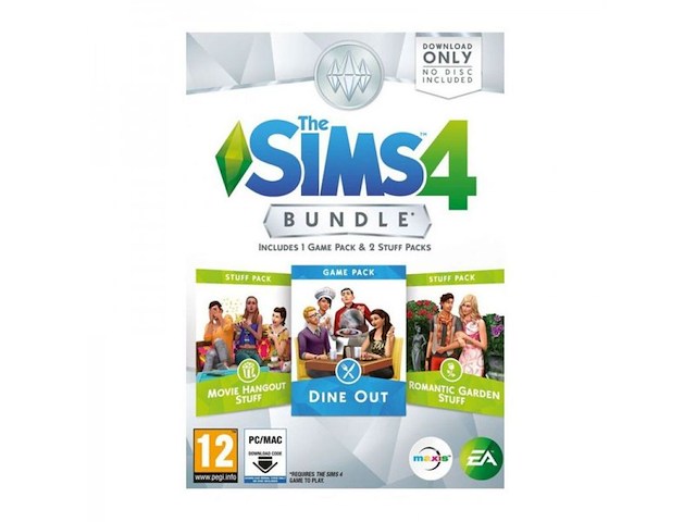 PC The Sims 4 Bundle Pack 5 Dine Out + Movie Hangout Stuff + Romantic Garden Stuff (Code in a Box)