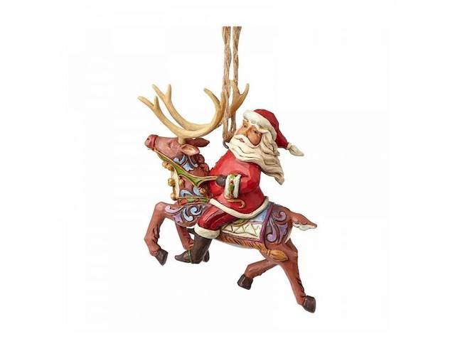 Santa Riding Reindeer Hanging Ornament Figure