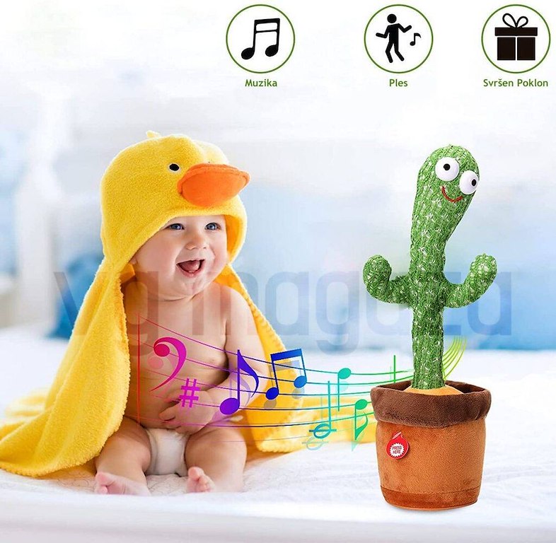 Slatka i zabavna plišana igračka u obliku kaktusa koja može da pleše