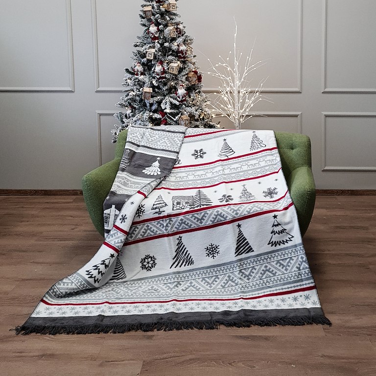 Ćebe COTTON Christmas 200x230 - Winter White 18100a