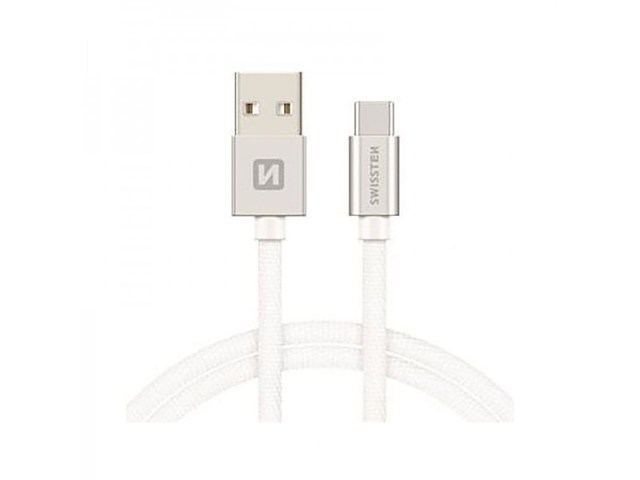 Swissten Data kabl tekstil USB na TIP C 1.2m srebrni