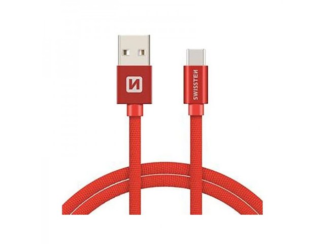 Swissten Data kabl tekstil USB na TIP C 3m crveni