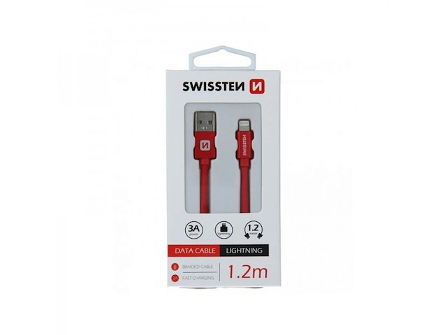 Swissten Data kabl tekstil USB na iPhone 1.2m crveni