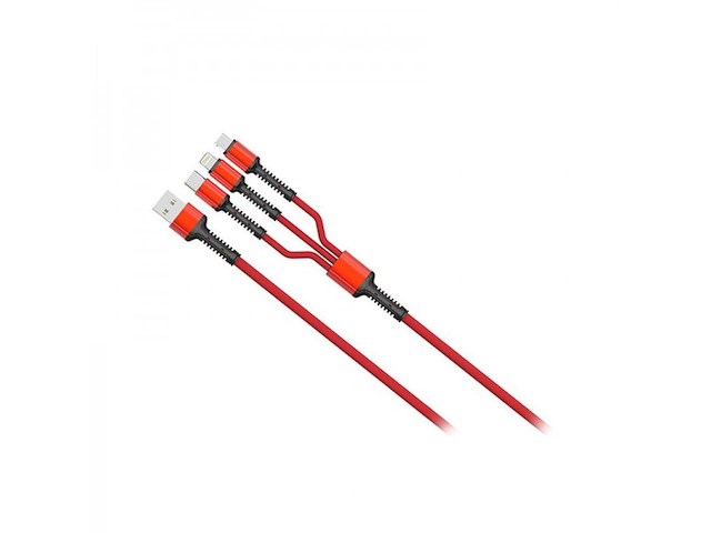 Connect 3 in 1 USB Data Cable Red