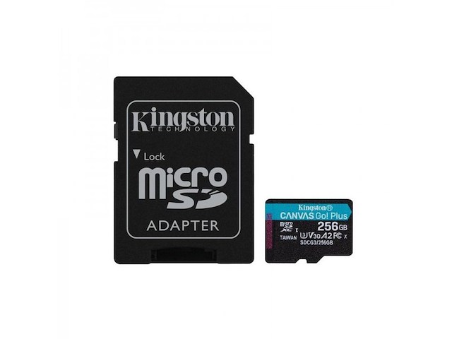 Kingston U3 V30 microSDXC 256GB Canvas Go Plus 170R A2 + adapter SDCG3/256GB