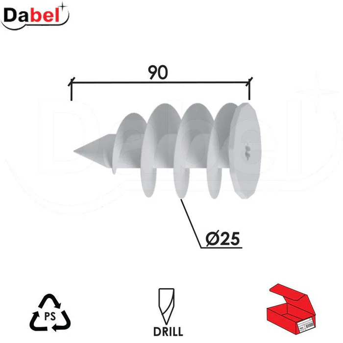 Tipl za stiropor S Bela fi25x90mm (2 kom.) DP1