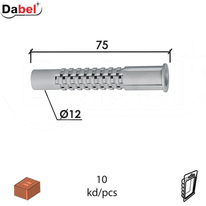 TIPL ZA BLOK GUŽVAJUĆI Ø12x75 mm (10kom.)