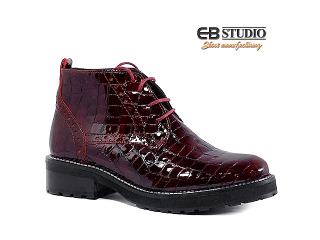 `EB STUDIO` kožna bordo kroko lak duboka cipela