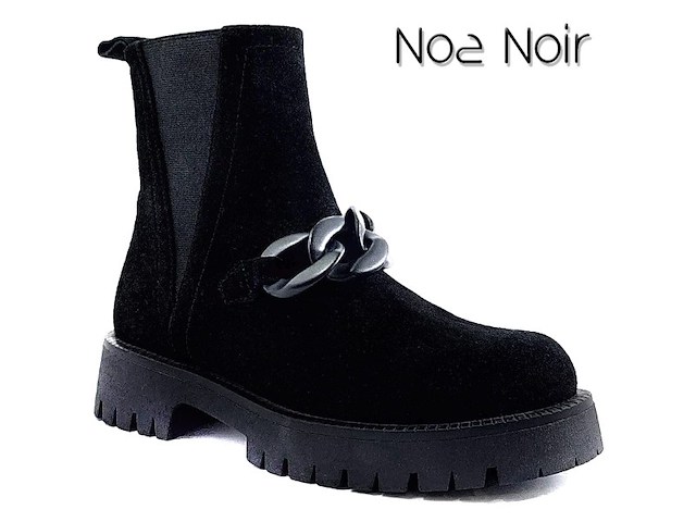 `NOA NOIR` poluduboke crne velur čizme