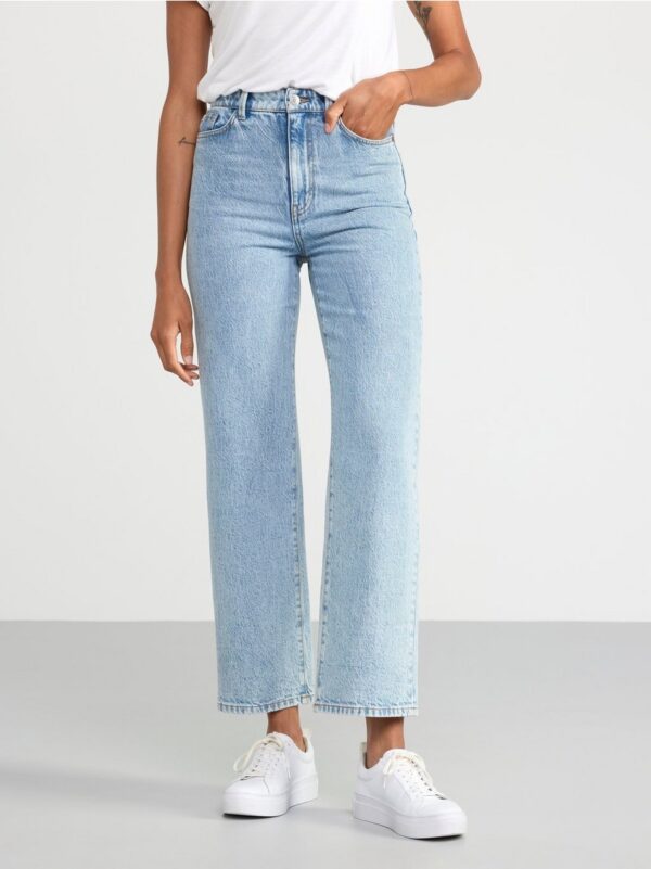 Farmerke HANNA – duboke sa širokim, kraćim nogavicama – 99% pamuk – HANNA Wide high waist jeans with cropped leg