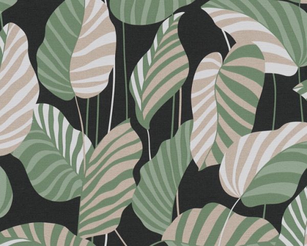 A.S. CRÉATION WALLPAPER «FLORAL, BLACK, CREAM, GREEN, WHITE» 390942