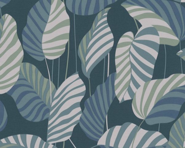 A.S. CRÉATION WALLPAPER «FLORAL, BLUE, CREAM, GREEN, GREY» 390944