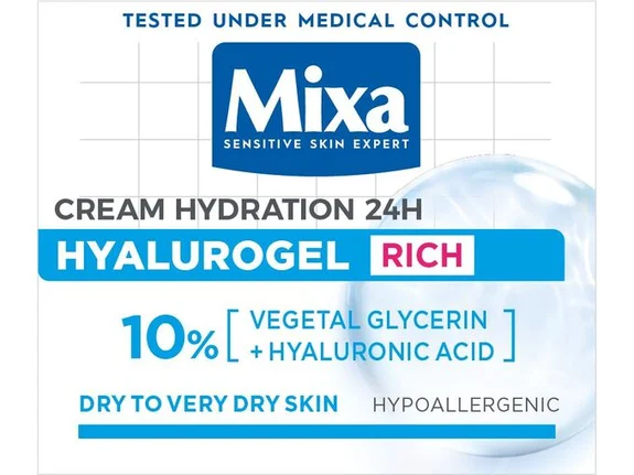 Mixa Hyalurogel Rich nega za intenzivnu hidrataciju osetljive i suve kože 50 ml