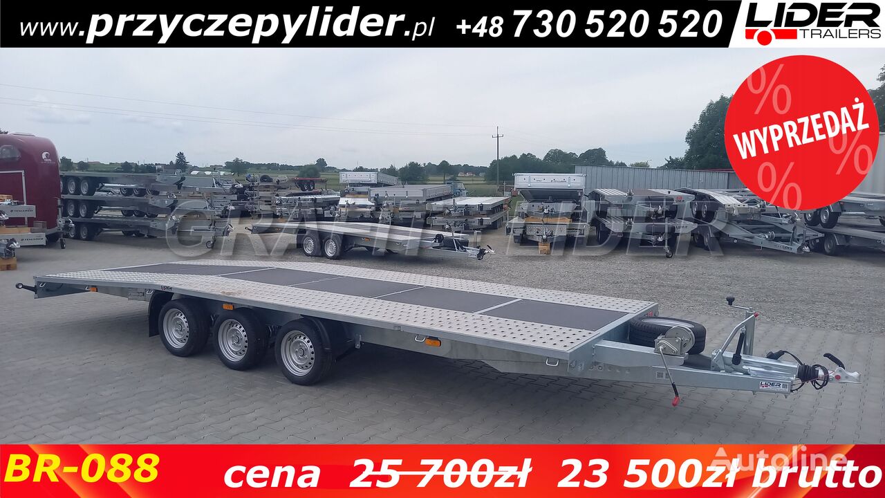 Nova Niewiadów BR-088 przyczepa 600x210cm, laweta JU60, blachy LOHR + sklejka, prikolica autotransportera