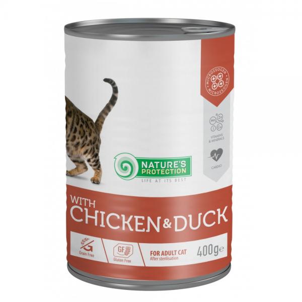 Natures Protection Cat Sterilised Chicken&Duck konzerva 400g