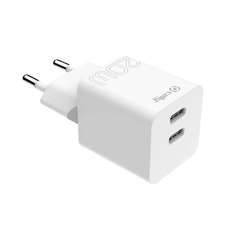 Celly TC2USBC20WWH beli kućni punjač za mobilne 2xUSB-C