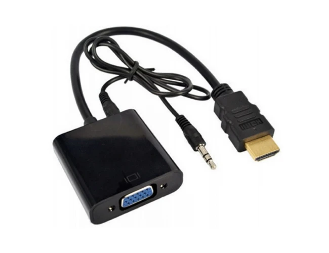 E-Green (OST03388) adapter HDMI (muški) na VGA D-sub (ženski) + audio kabl 3.5mm crni