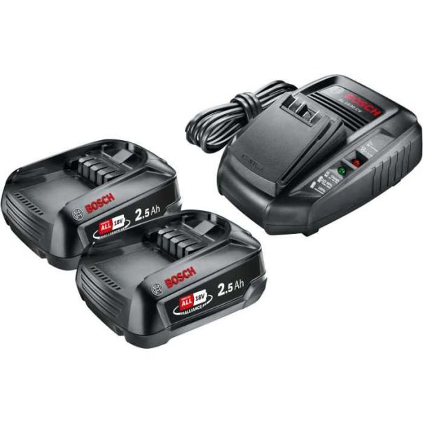 BOSCH starter set 2 x akumulator PBA 18V 2,5 Ah + punjač AL 1830 CV