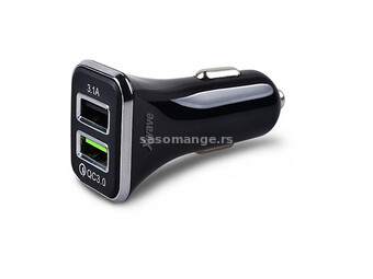 USB brzi AUTO punjač za mobilne, tablete, Dual 2 xUSB 3.1.A/2A/1.5A utičnica 5/9/12V Crna