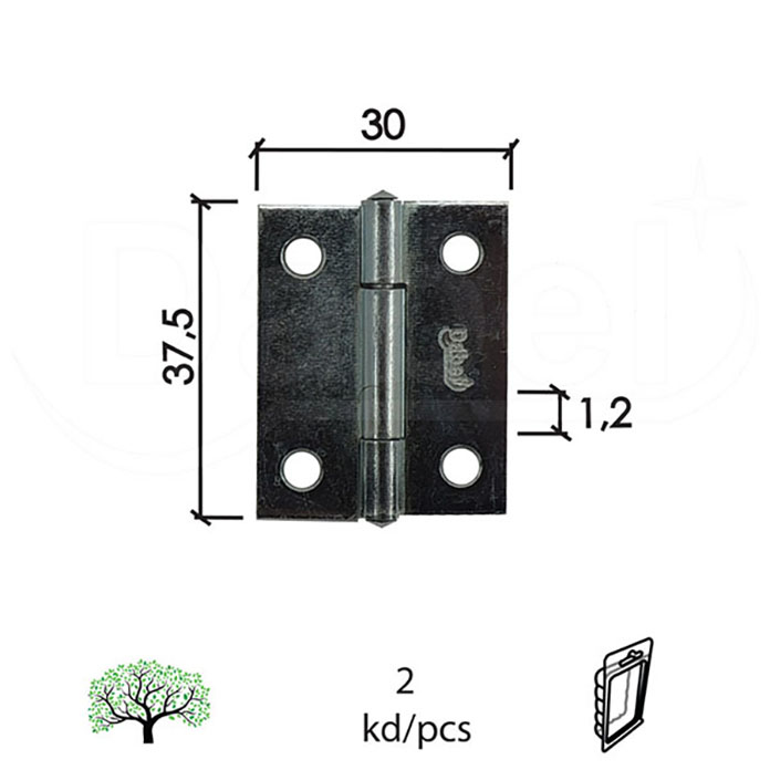 Šarka brodska za vrata SP9003 ZnB 37,5x30x1,2mm (2kom) DP1 0102086