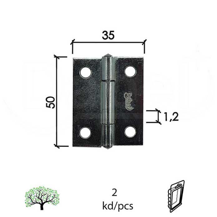 Šarka brodska za vrata SP9003 ZnB 50x35x1,2mm (2kom) DP1 0102087