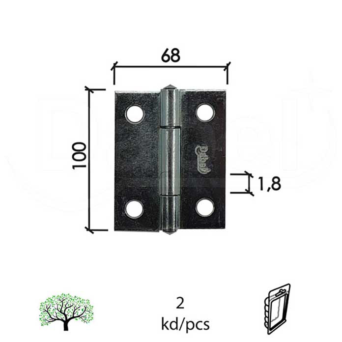 Šarka brodska za vrata SP9003 ZnB x100x68x1,8mm (2kom) DP1 0102090