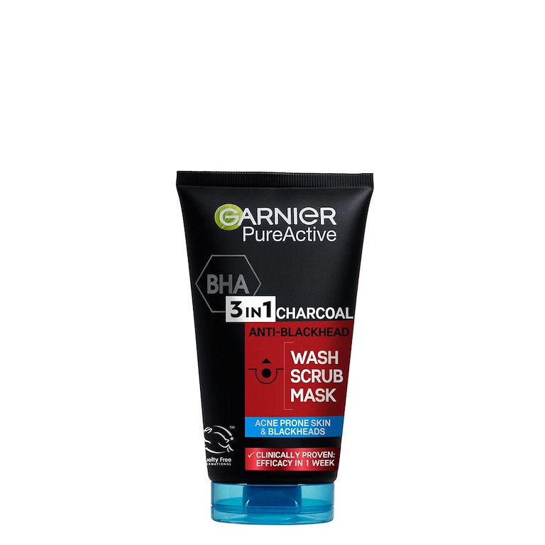 GARNIER SKIN NATURALS PURE ACTIVE MASKA ZA ČIŠĆENJE LICA 3U1 150ML CHARCOAL-TUBA